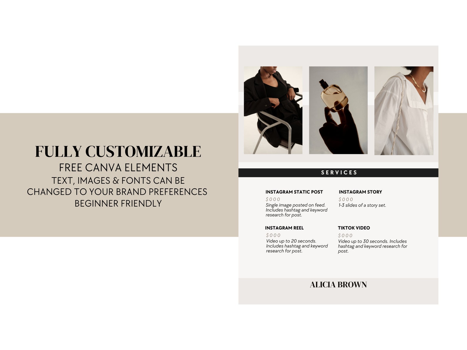 Rate Card Template | Content Creator Rate Card Template | Instagram ...