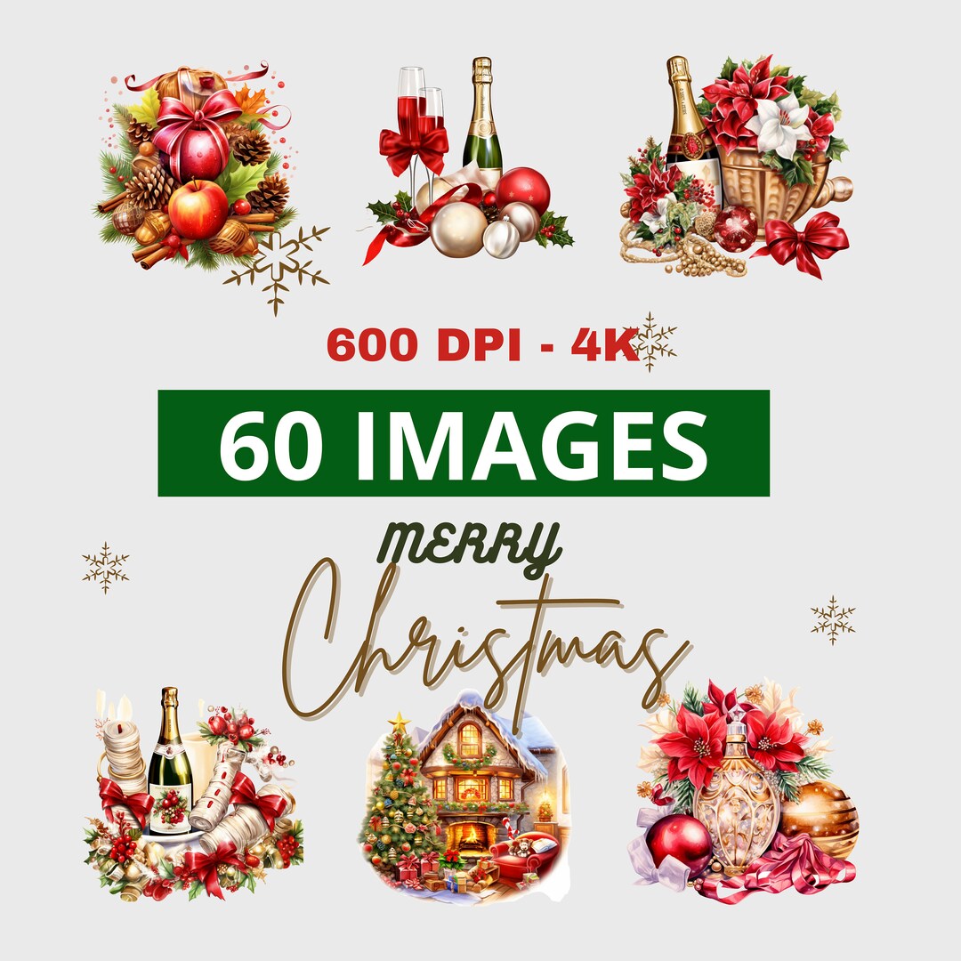 Watercolor Christmas Clipart Package, Festive Illustrations, Winter ...