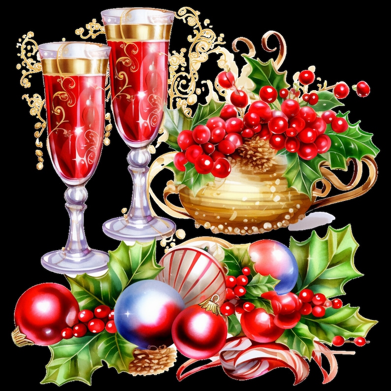 Watercolor Christmas Clipart Package, Festive Illustrations, Winter ...