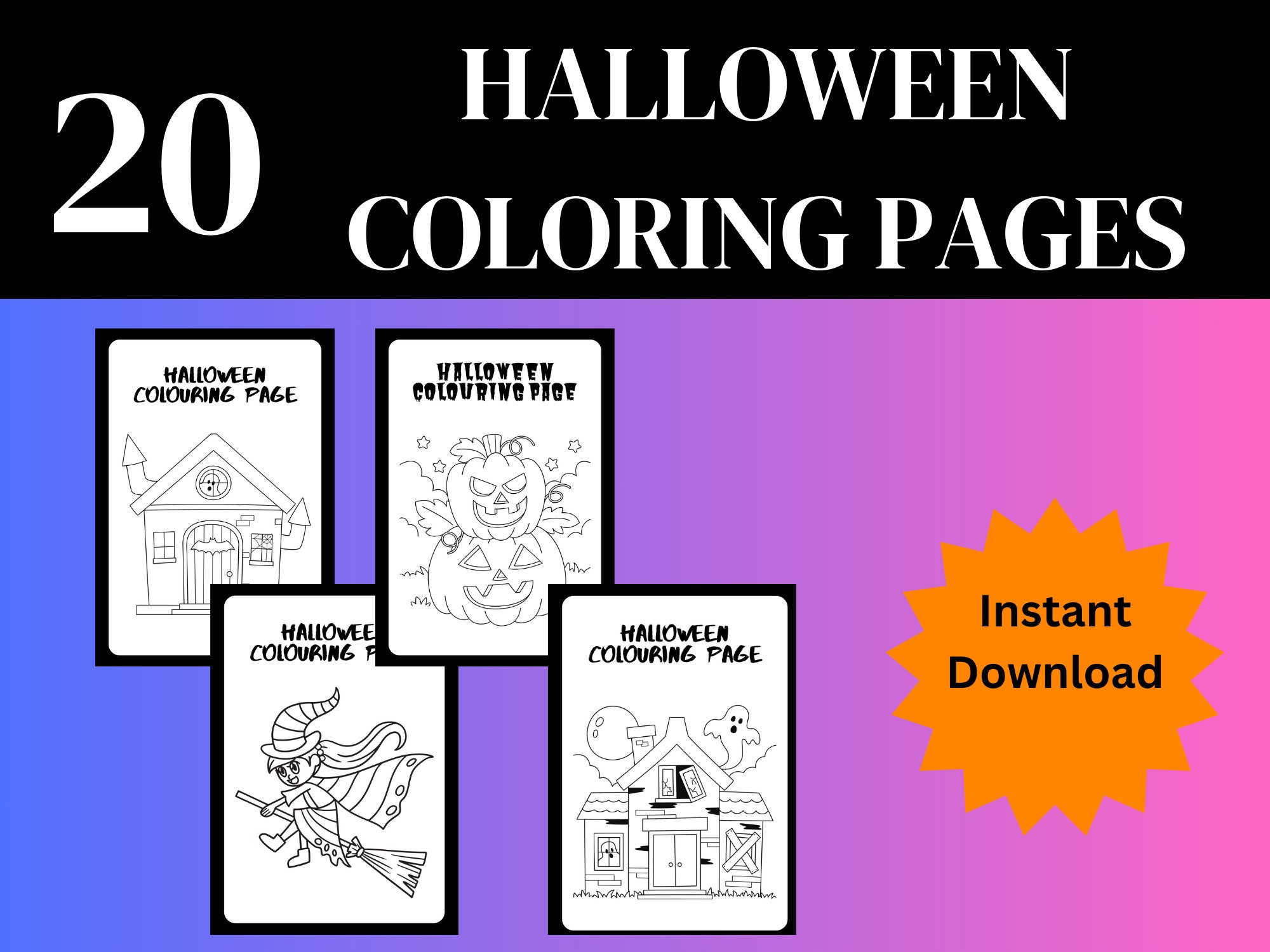 Halloween Printable Coloring Sheets Instant Download - Etsy