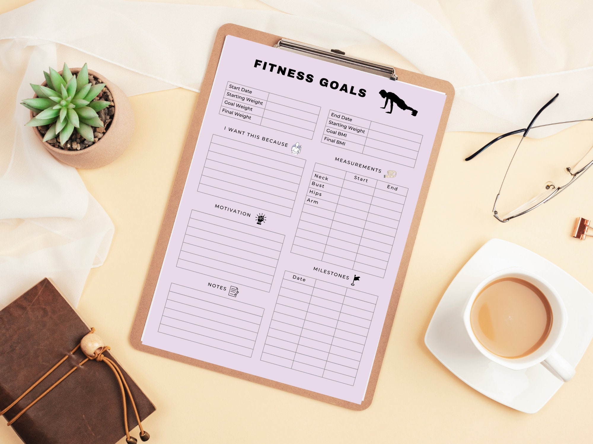 Fitness Goal Setting Worksheet Goal Planner Smart Goals Goal - Etsy