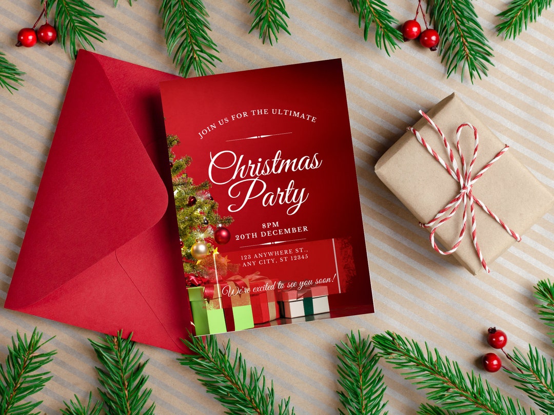 Editable Christmas Party Invitation Printable Template Etsy Australia
