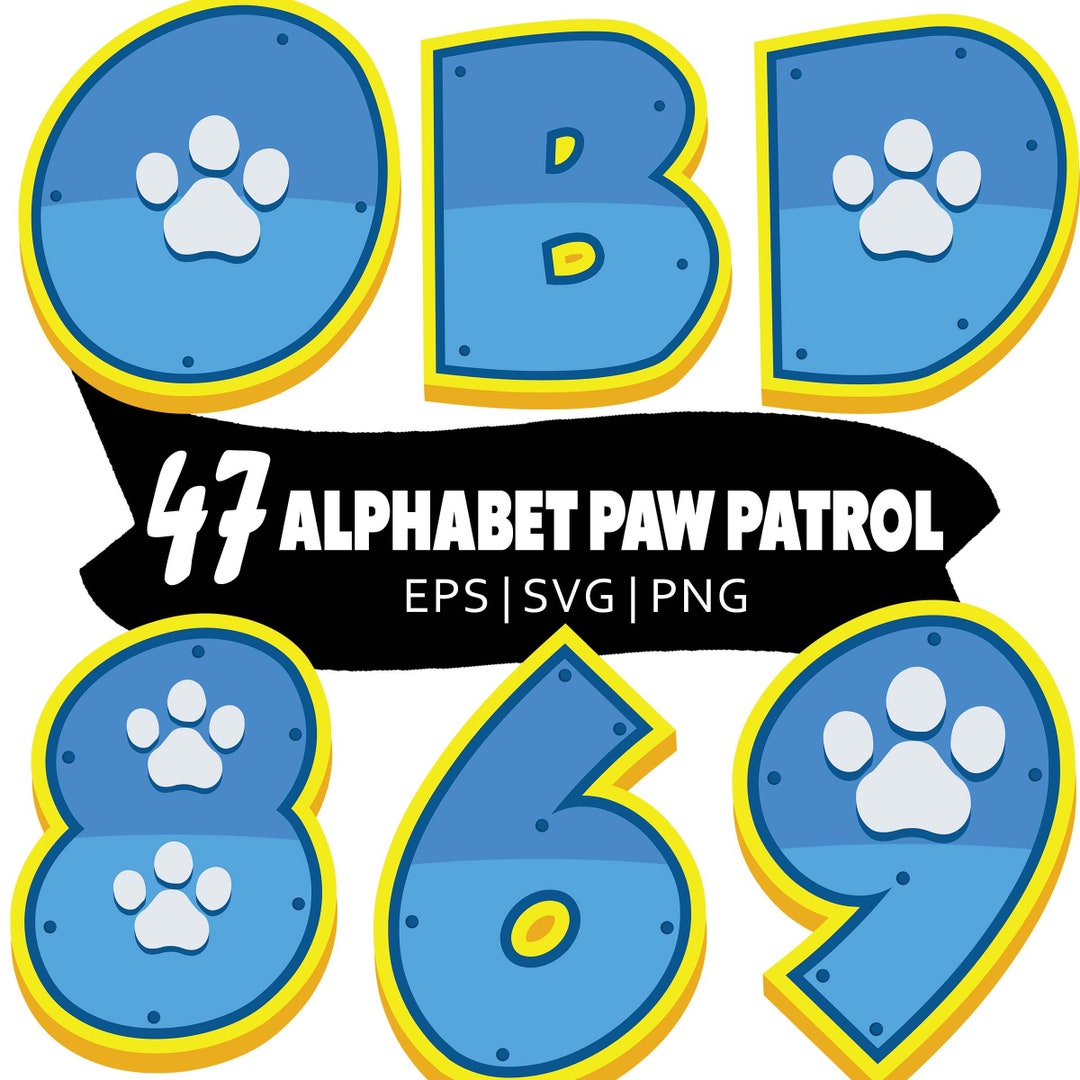 Paw Font SVG Alphabet Paw Letters 3D Paw Alphabet Clipart Paw Font Blue ...