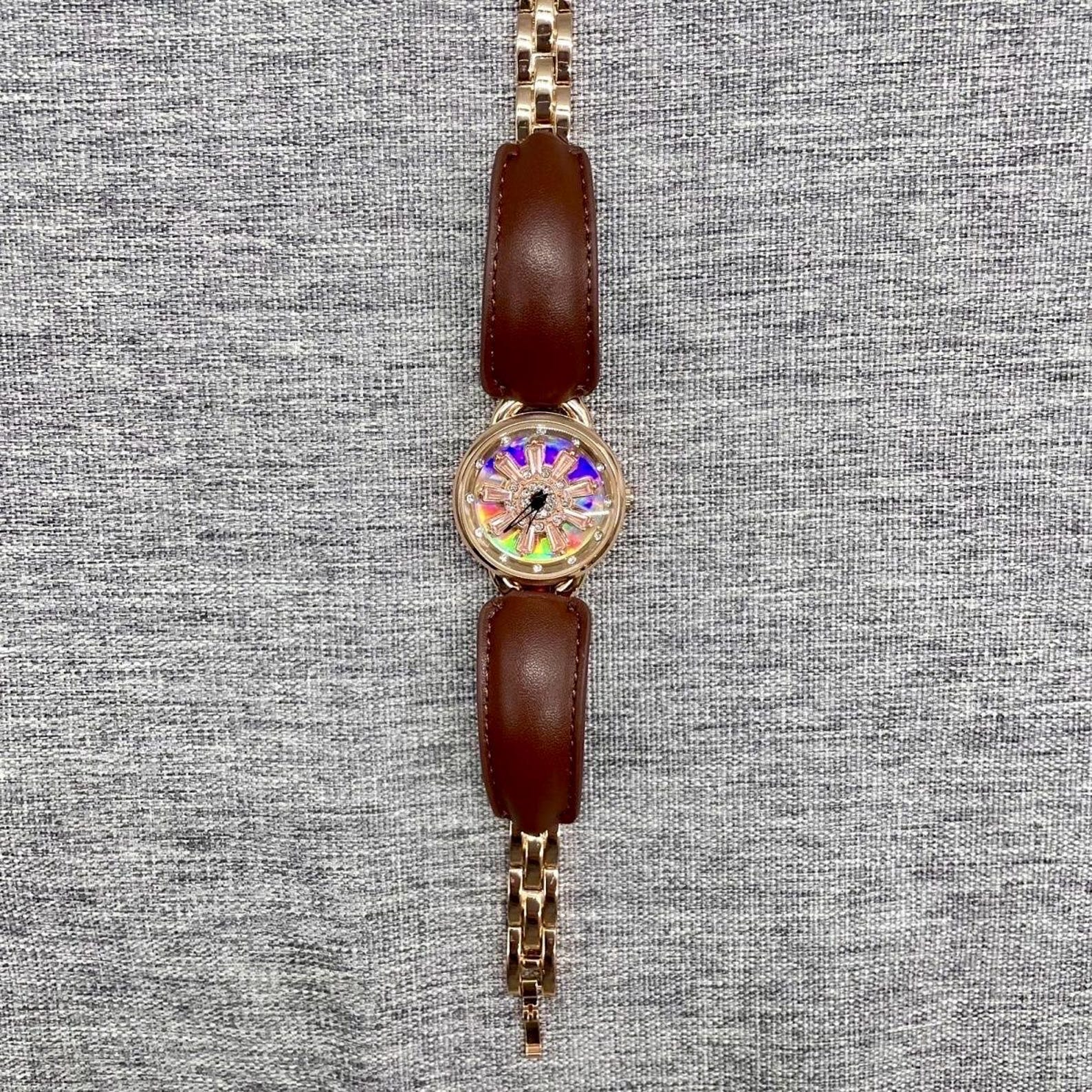 Lucky Holographic Rainbow Fortune Wheel" Star Motif Dial Women Watch ...
