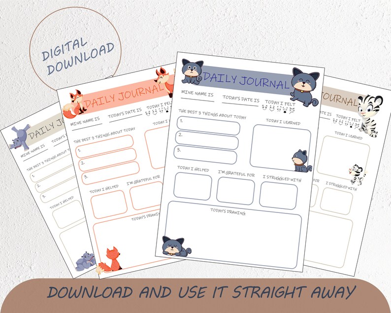 Kids Daily Journal Printable / Journal for Kids / Diary for Children ...