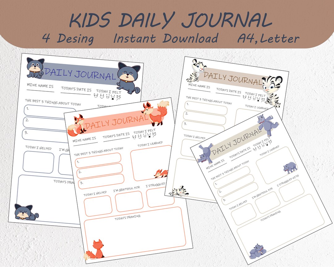 Kids Daily Journal Printable / Journal for Kids / Diary for Children ...