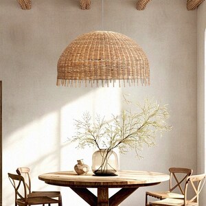 Rafia Rattan Pendant Light for Bedroom, Living Room, Kitchen Island ...