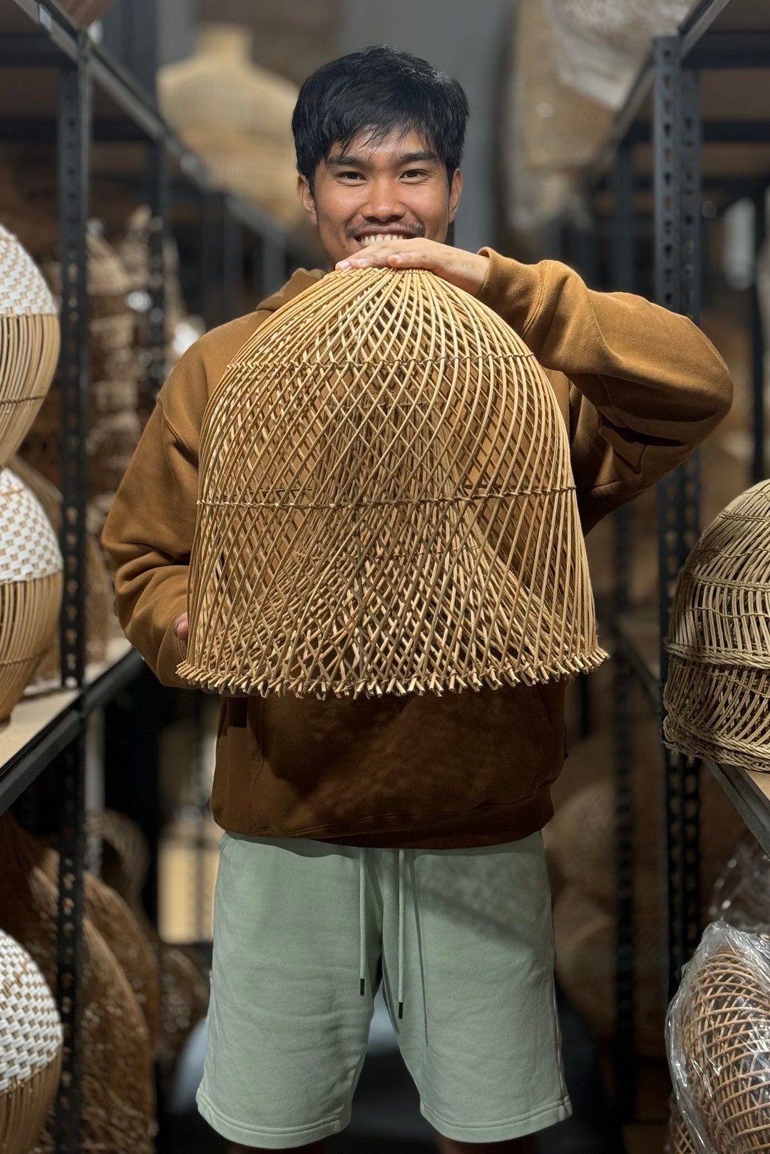 Luxurious Inverted Rattan Aesthetic Pendant Light - Etsy