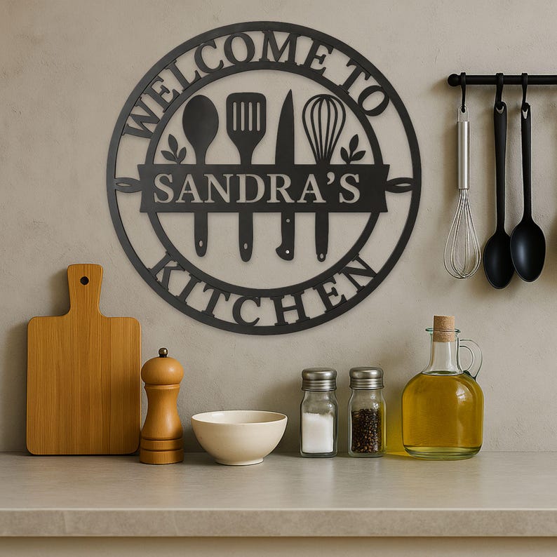 Personalized Kitchen Name Sign Custom Mothers Day Gift for Mom Custom ...