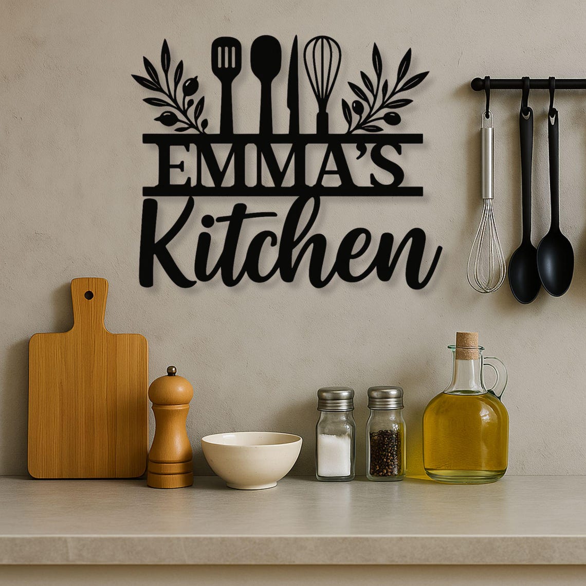 Personalized Kitchen Name Sign: Custom Metal Mom's Kitchen Decor - Etsy