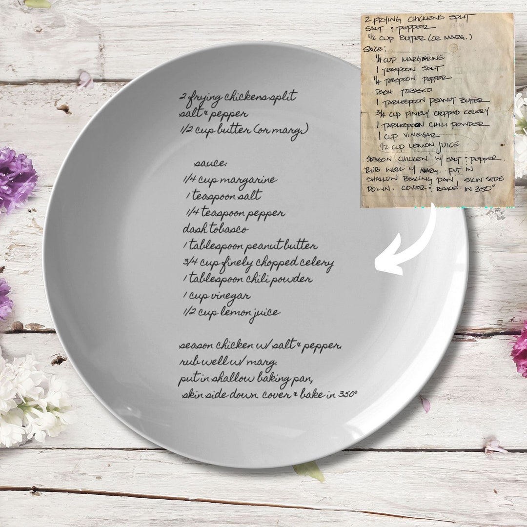 Personalized Recipe Plate, Handwriting, Handwritten Recipe, Recipe ...