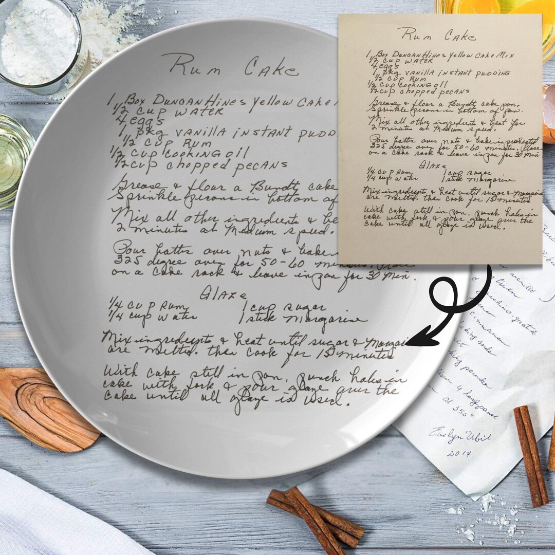 Personalized Recipe Plate, Handwriting, Handwritten Recipe Recipe ...