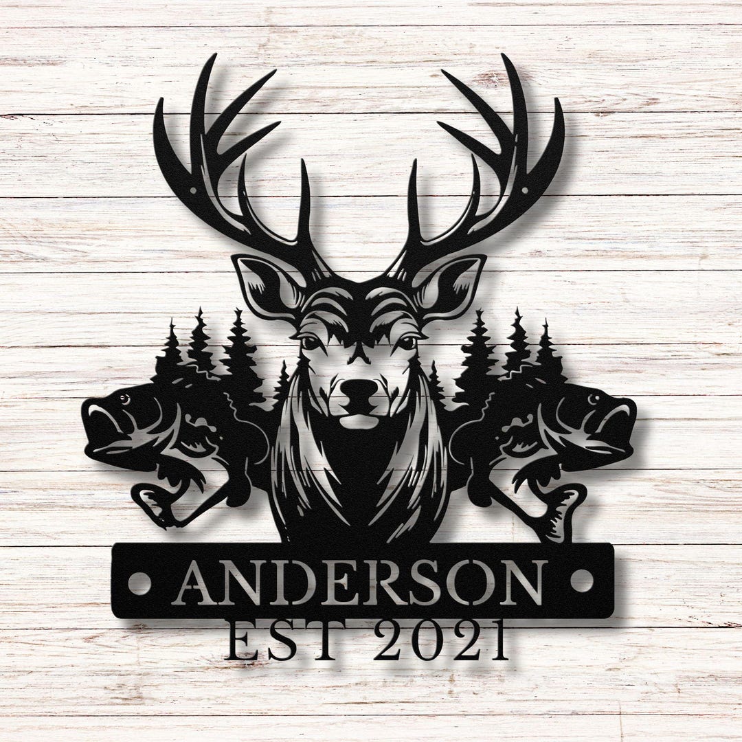 Personalized Deer Metal Cabin Sign Outdoor Hunting Deer Hunter Gift ...