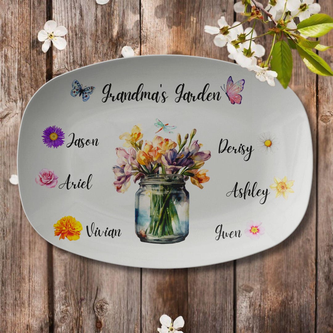 Personalized Birth Flowers Plater, Grandma's Garden Flower Plater ...