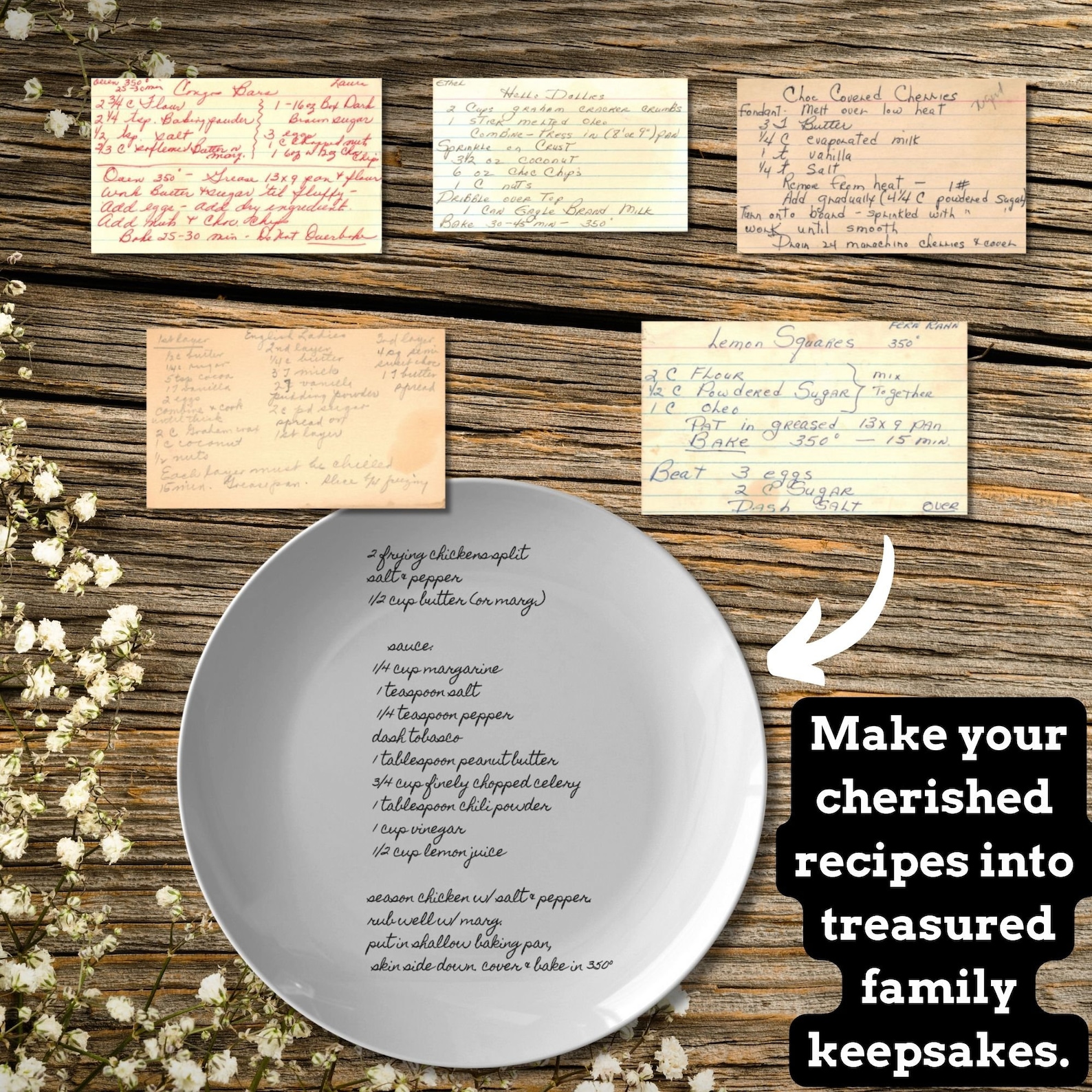 Personalized Recipe Plate, Handwriting, Handwritten Recipe, Recipe ...
