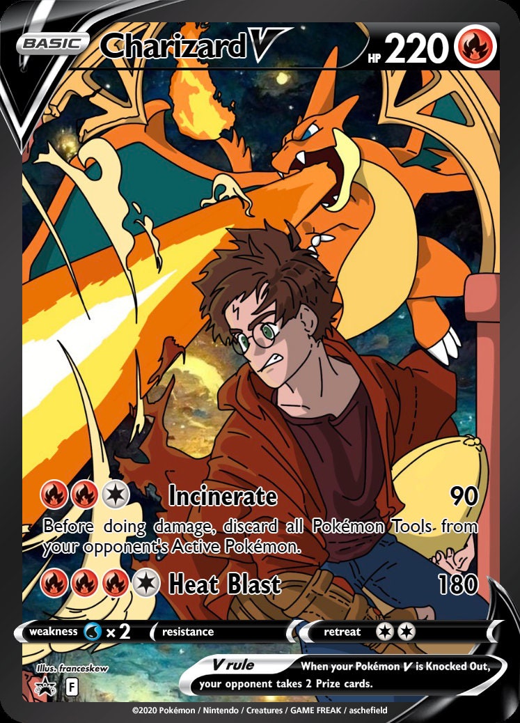 HARRY POTTER & CHARIZARD Pokemon Custom Card Full Art - Etsy