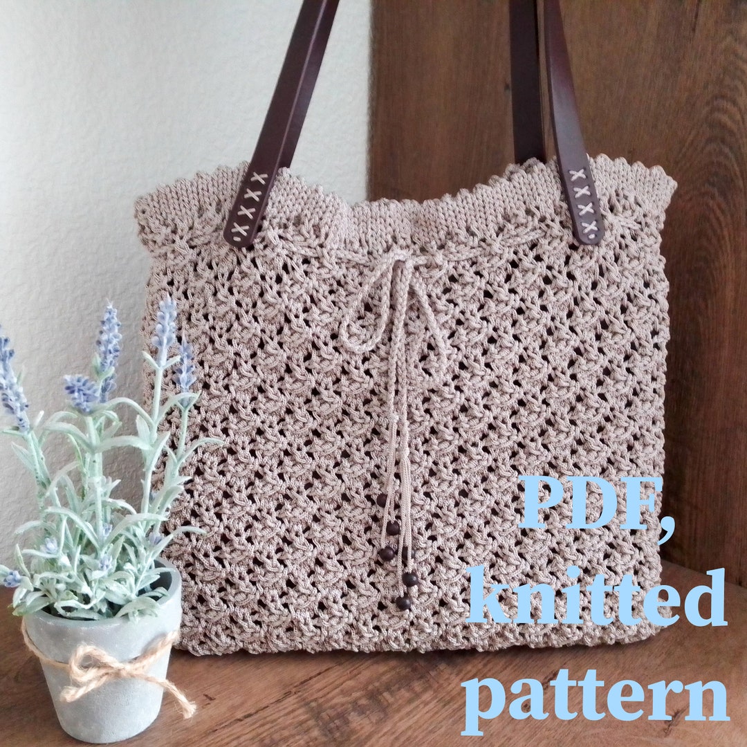 PDF Knitting Pattern - Beige Summer Bag \ Knitting Project Bag Pattern ...