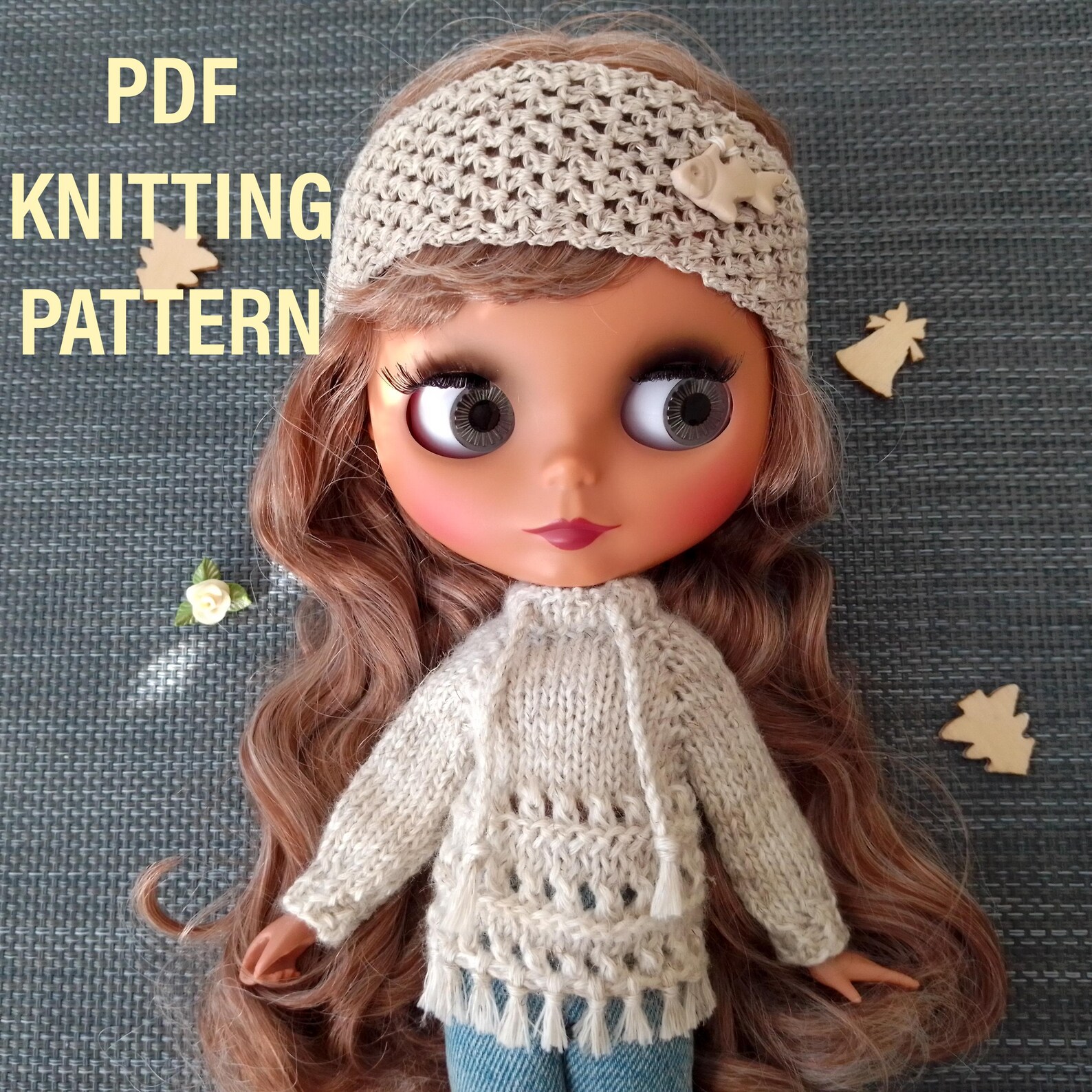 Blythe KNITTING PATTERN PDF , Boho Style Knitted Sweater for 12 Inch ...