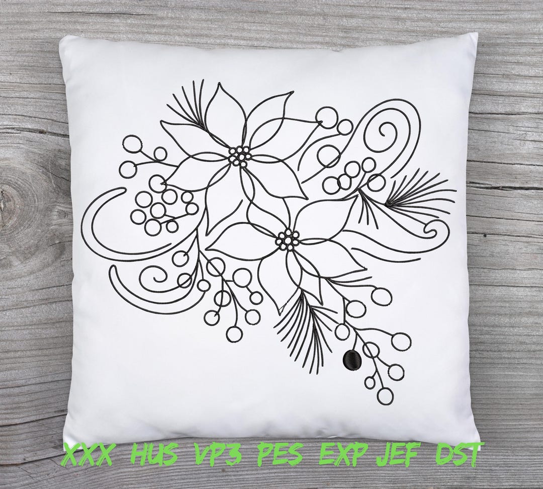 5 Sizes of Embroidery Designs Christmas Flower, Poinsettias Embroidery ...