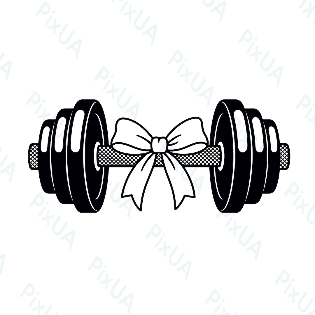 Barbell With Bow PNG, Gym Girl Dumbbell Dtf Transfer, Fitness Feminine ...
