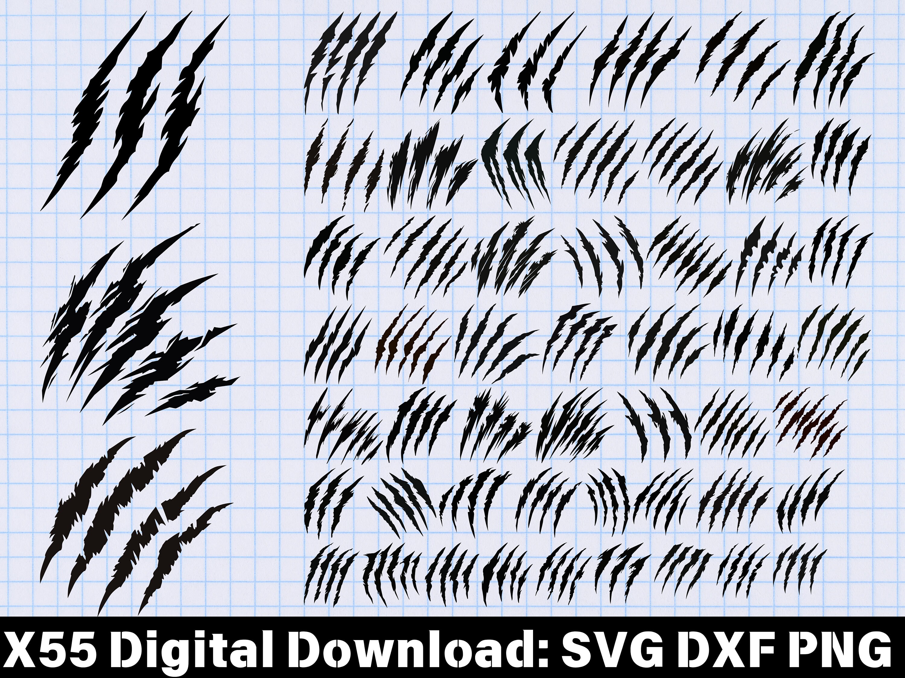 55 Claw Marks SVG Bundle, Claw SVG, Marks SVG, Scratch Svg, Claws ...