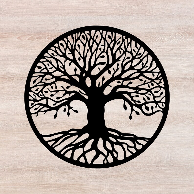 Large Round Tree of Life With Birds Wall Art svg Dxf Files Instant ...