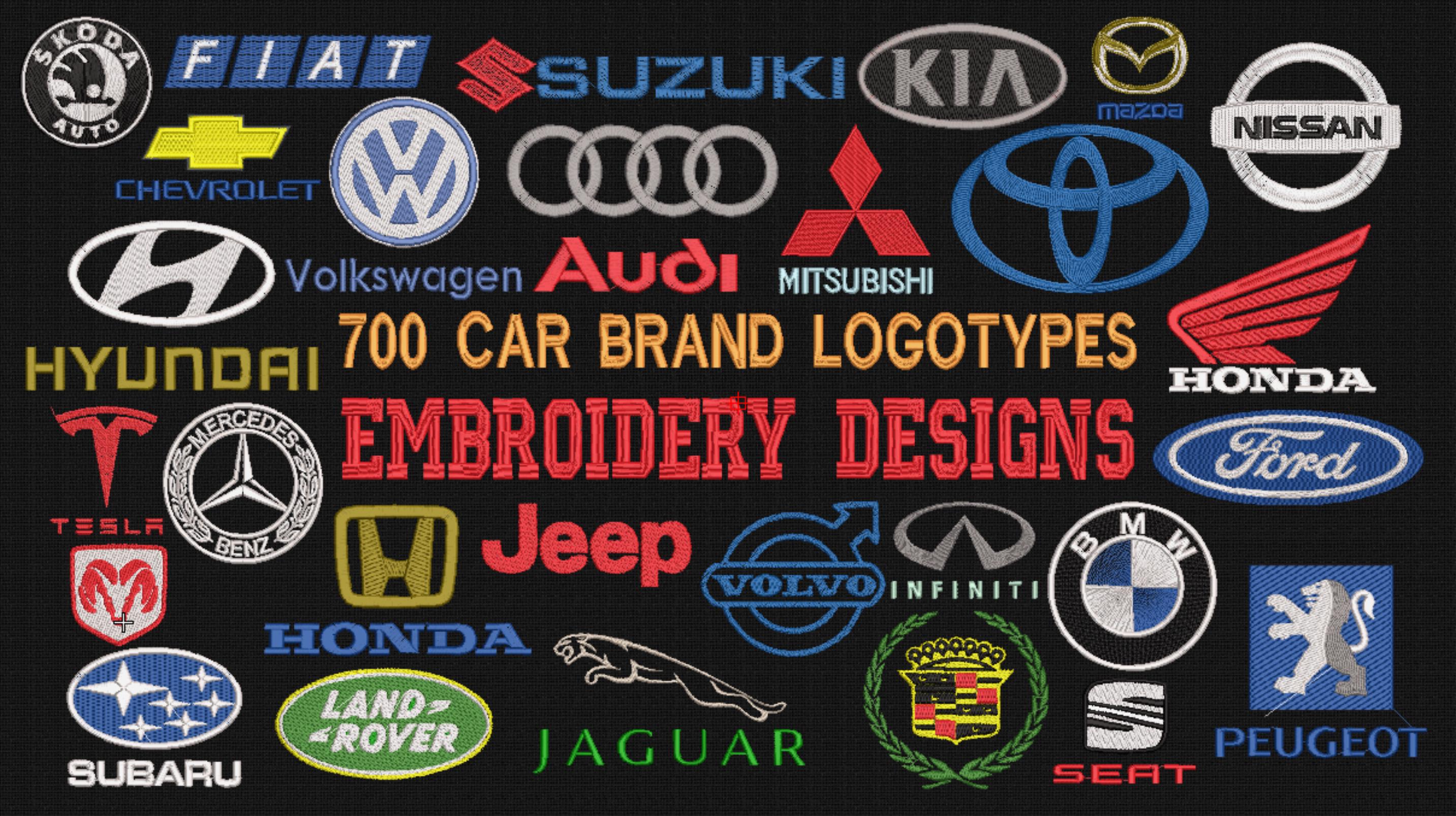 700+ Exclusive Car Logo Embroidery Designs. for 4x4 Inch Hoops. Instant ...