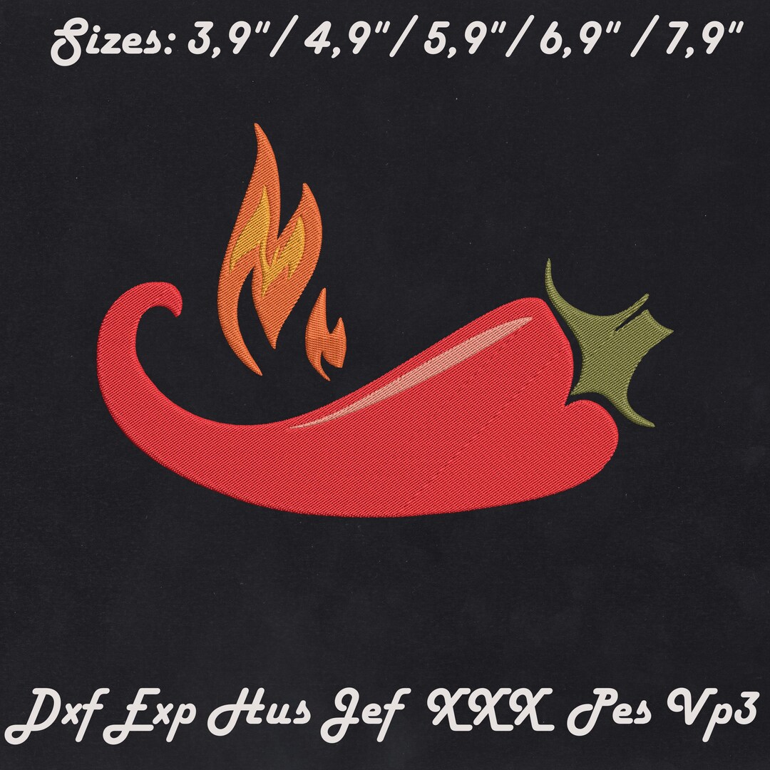 5 Sizes of Embroidery Designs Chili Pepper, Pepper, Embroidery Art for ...