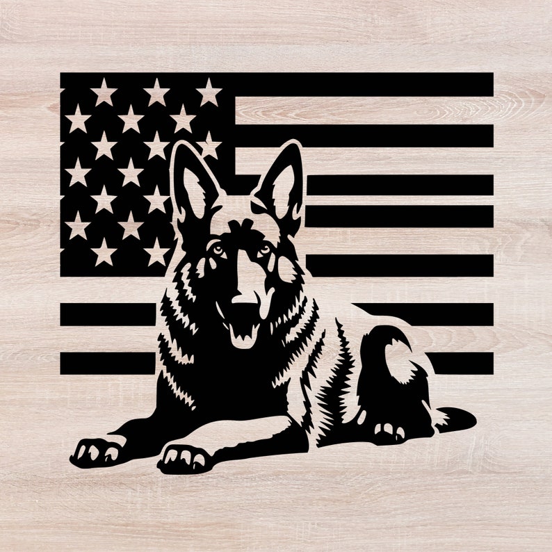 GERMAN SHEPHERD SVG With American Flag, German Shepherd Clipart, German ...