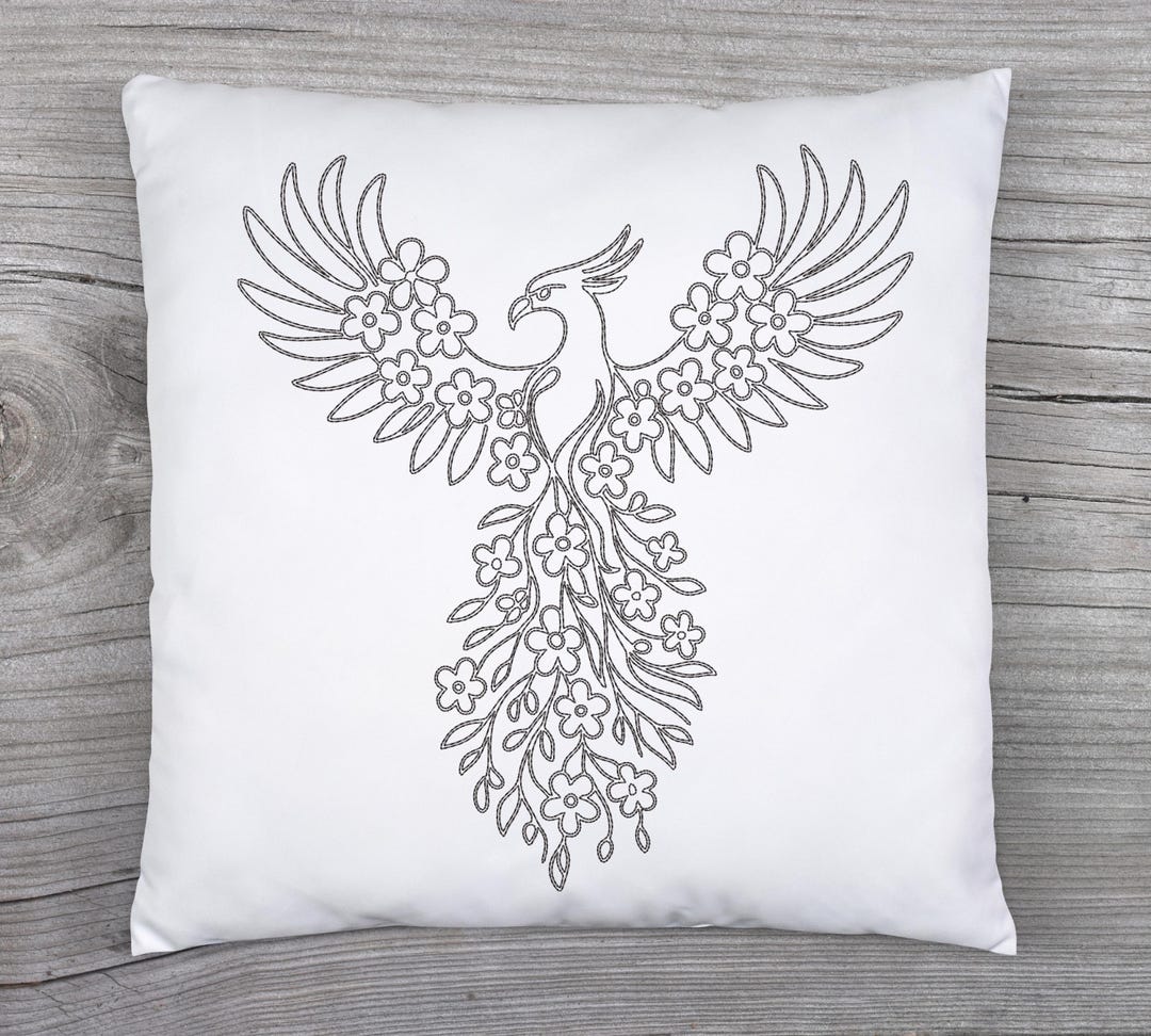 5 Sizes Floral Phoenix Embroidery Design – Elegant Machine Embroidery ...