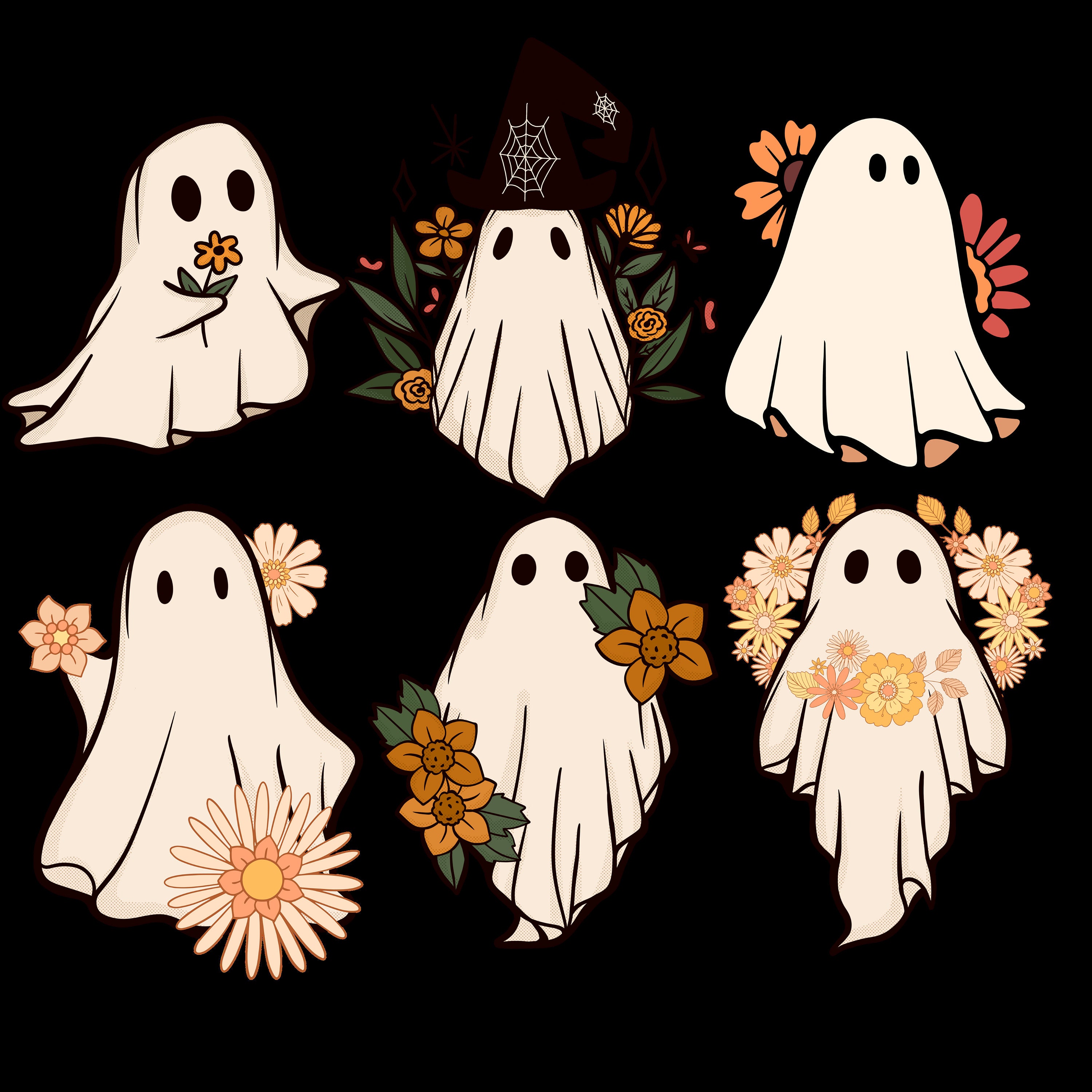 Retro Ghosts PNG SVG Digital Download | Cute Halloween Design - Etsy