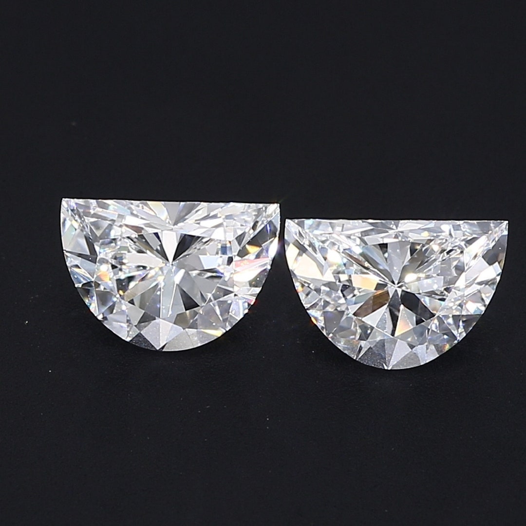 White Half Moon Cut Lab Grown Diamond | Half Moon Diamond Pairs for ...