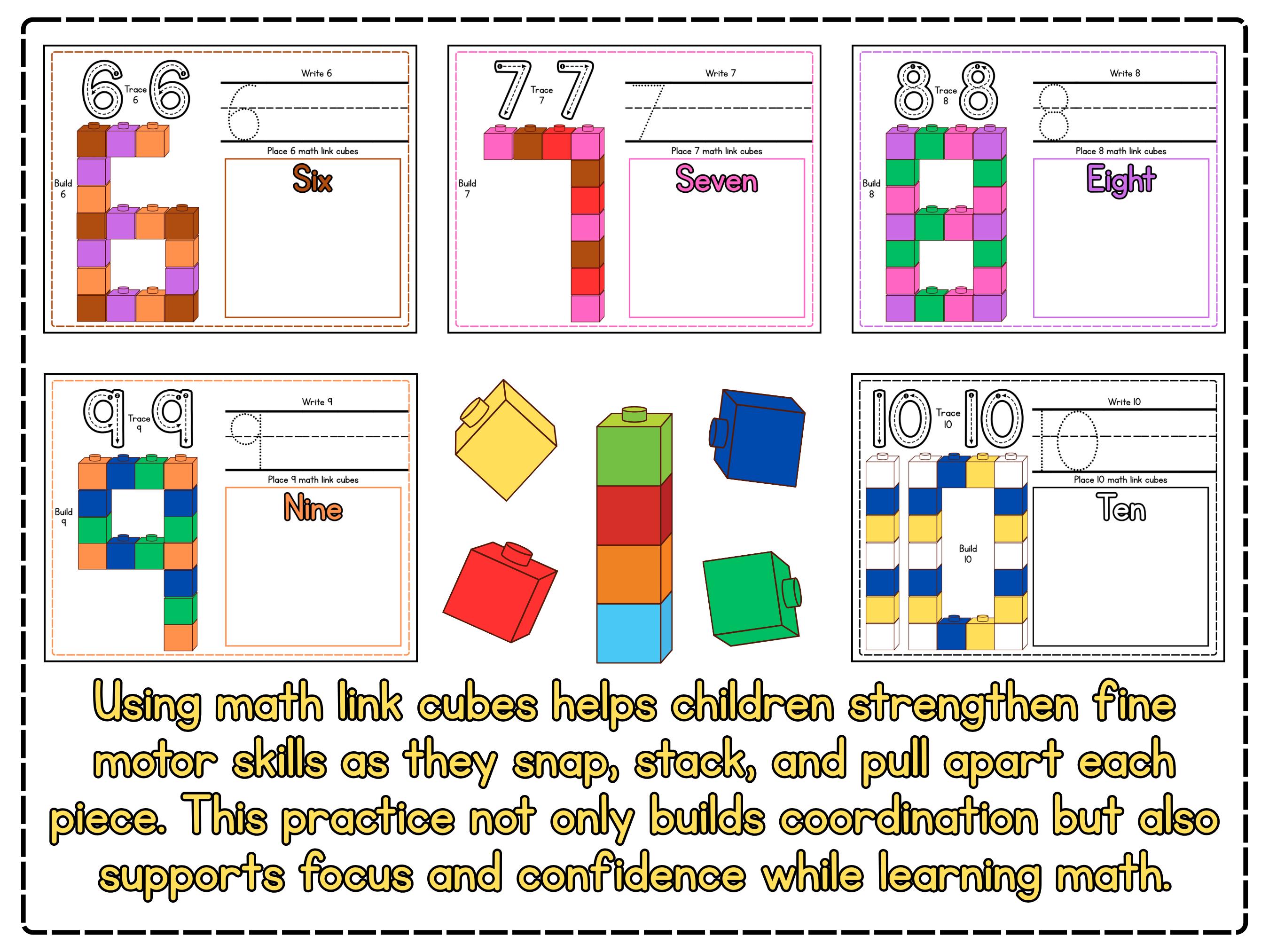 Math Link Cube Number Building Mats: Counting & Writing Practice ...