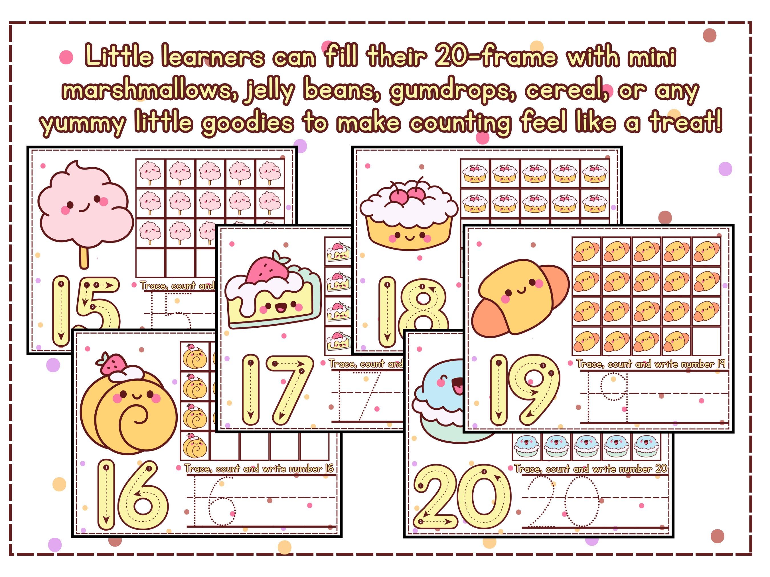 Kawaii Bakery Theme 20-frame Counting Mats | Montessori-inspired ...