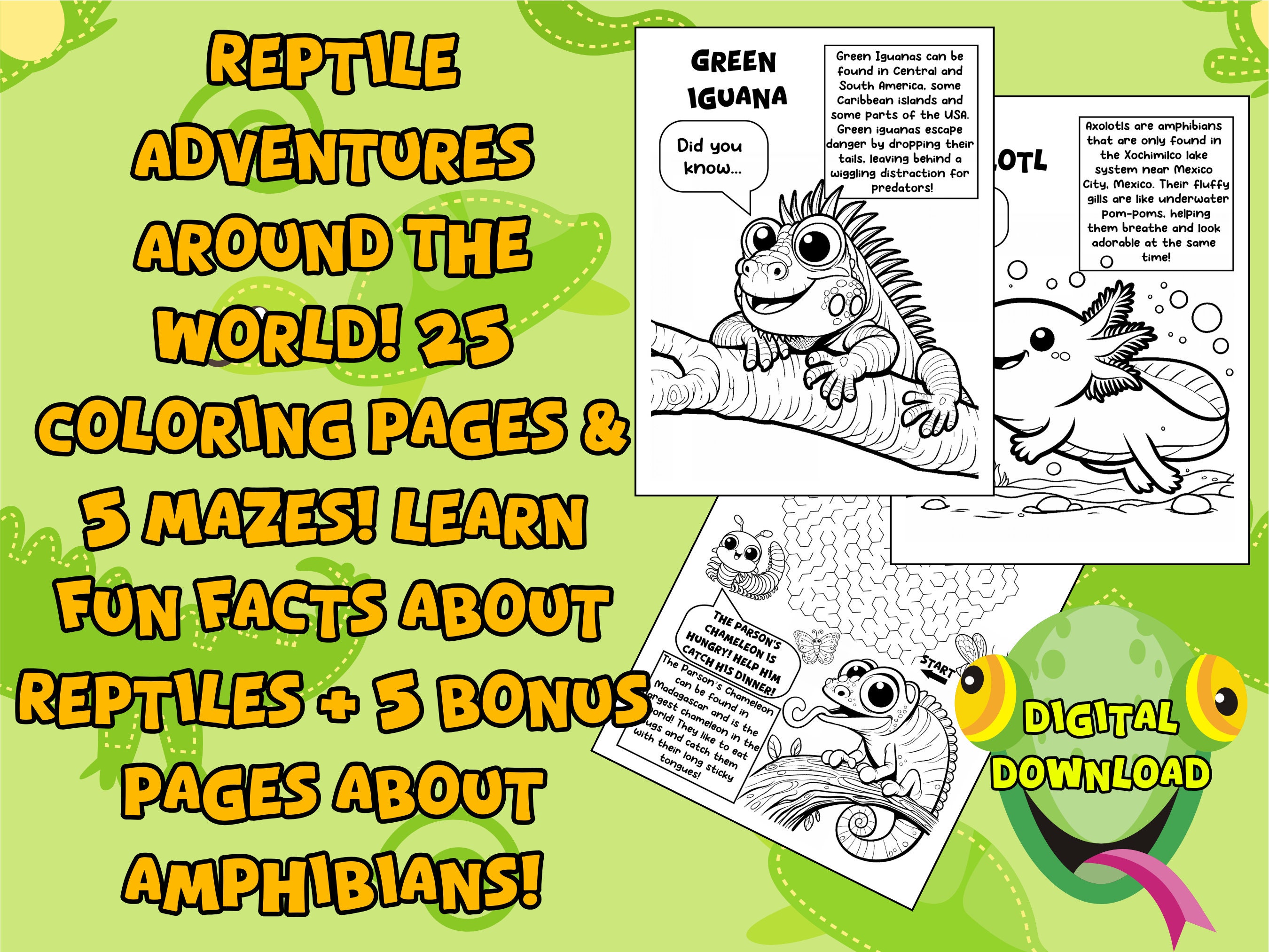Reptile Adventures | 30 High Quality Coloring Pages | Digital Download ...