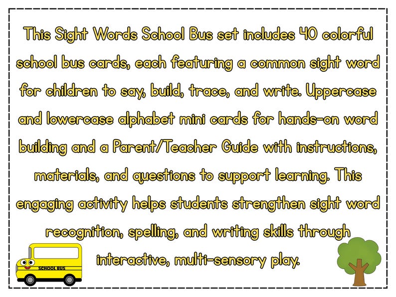 Sight Words School Bus Activity: Early Literacy, Say, Build, Trace and ...