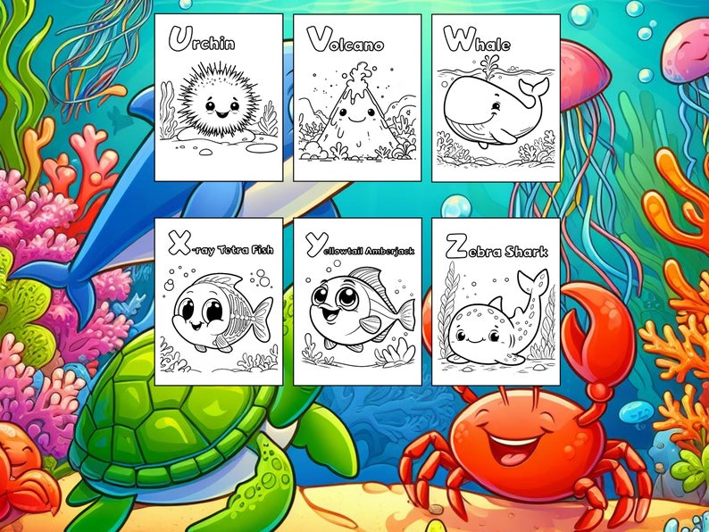 Under the Sea ABC Adventure!| 26 High Quality Coloring Pages | Digital ...