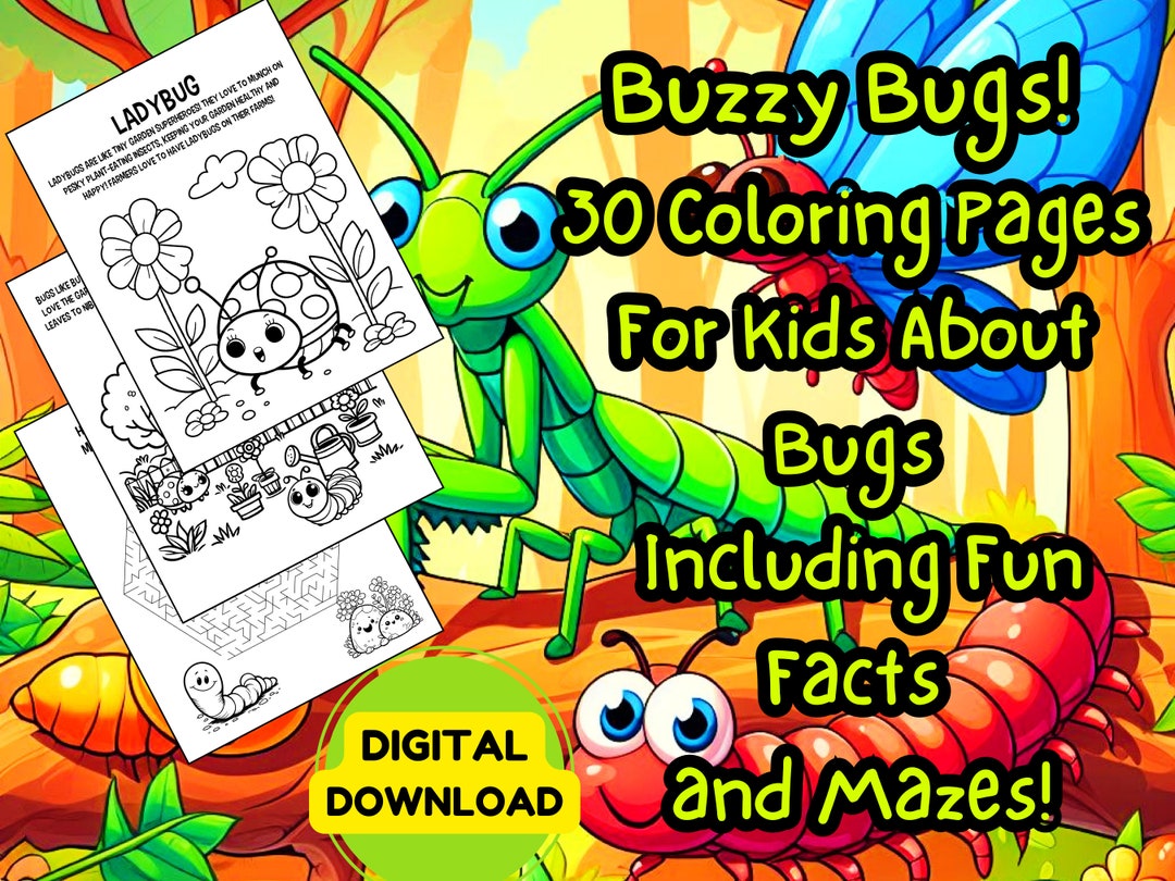 Buzzy Bugs! | 30 High Quality Coloring Pages | Digital Download | Learn ...