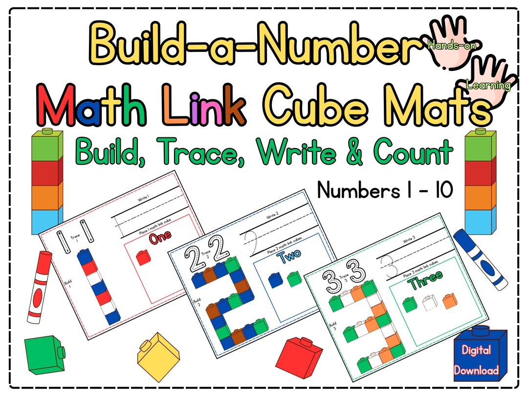 Math Link Cube Number Building Mats: Counting & Writing Practice ...