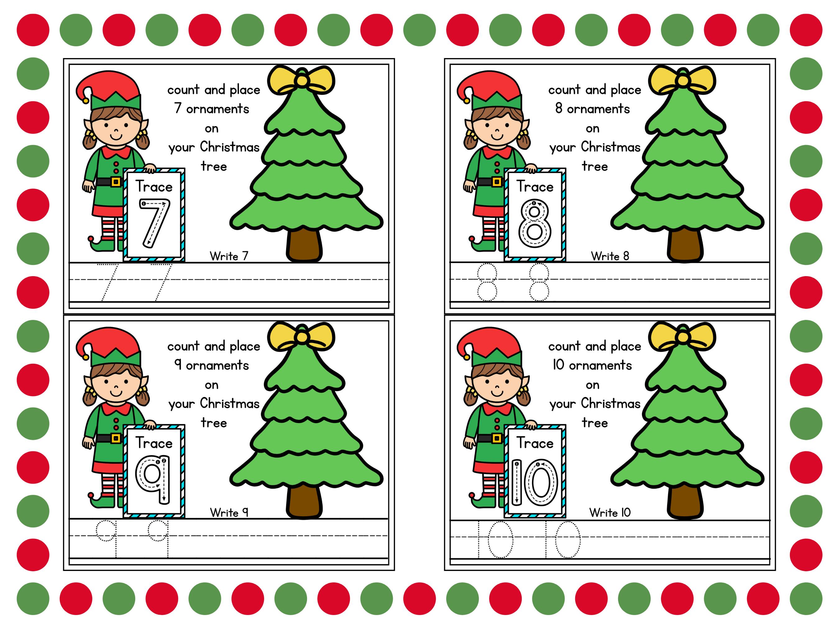 Christmas Tree Play Dough Counting Mats Numbers 1–10 | Hands-on Math ...