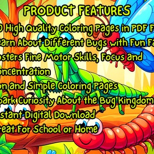 Buzzy Bugs 30 High Quality Coloring Pages Digital Download Learn About ...