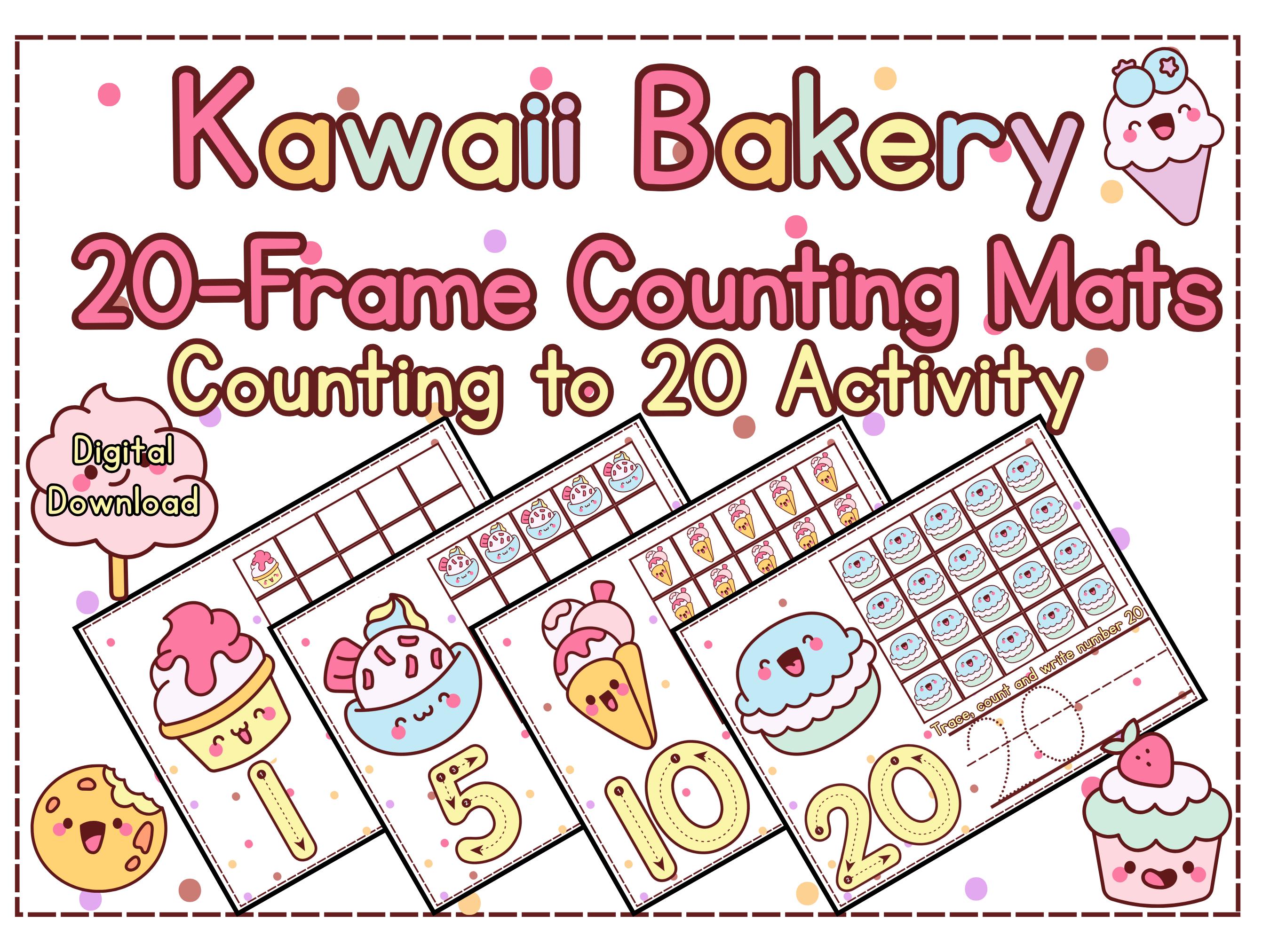 Kawaii Bakery Theme 20-frame Counting Mats | Montessori-inspired ...