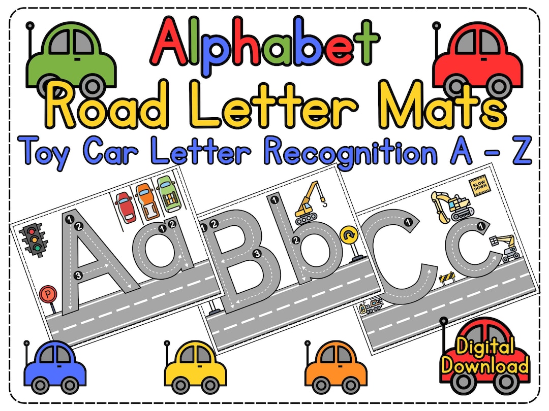 Alphabet Road Letter Mats | Toy Car Theme Activity A–Z | Fine Motor ...