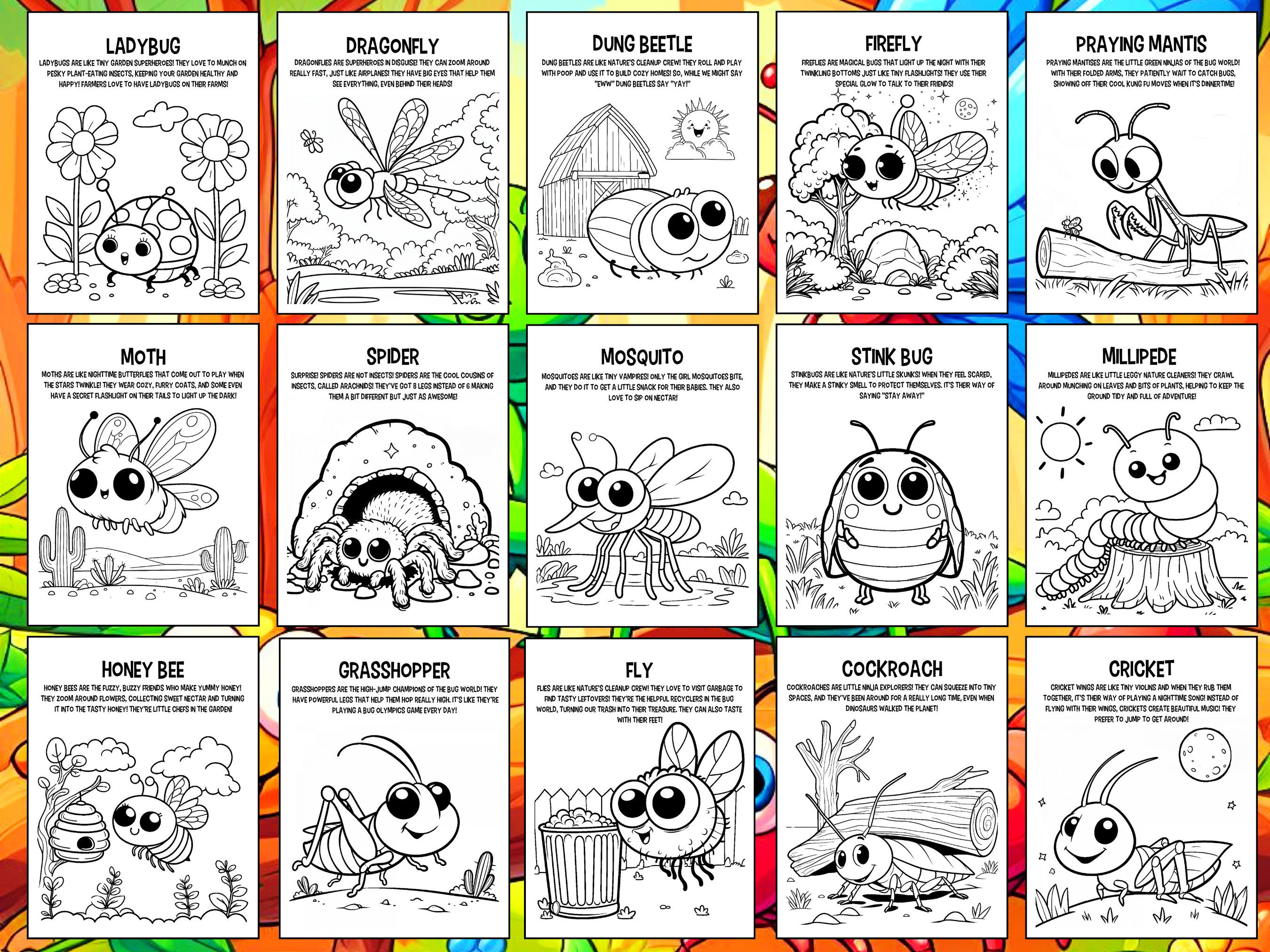 Buzzy Bugs! | 30 High Quality Coloring Pages | Digital Download | Learn ...