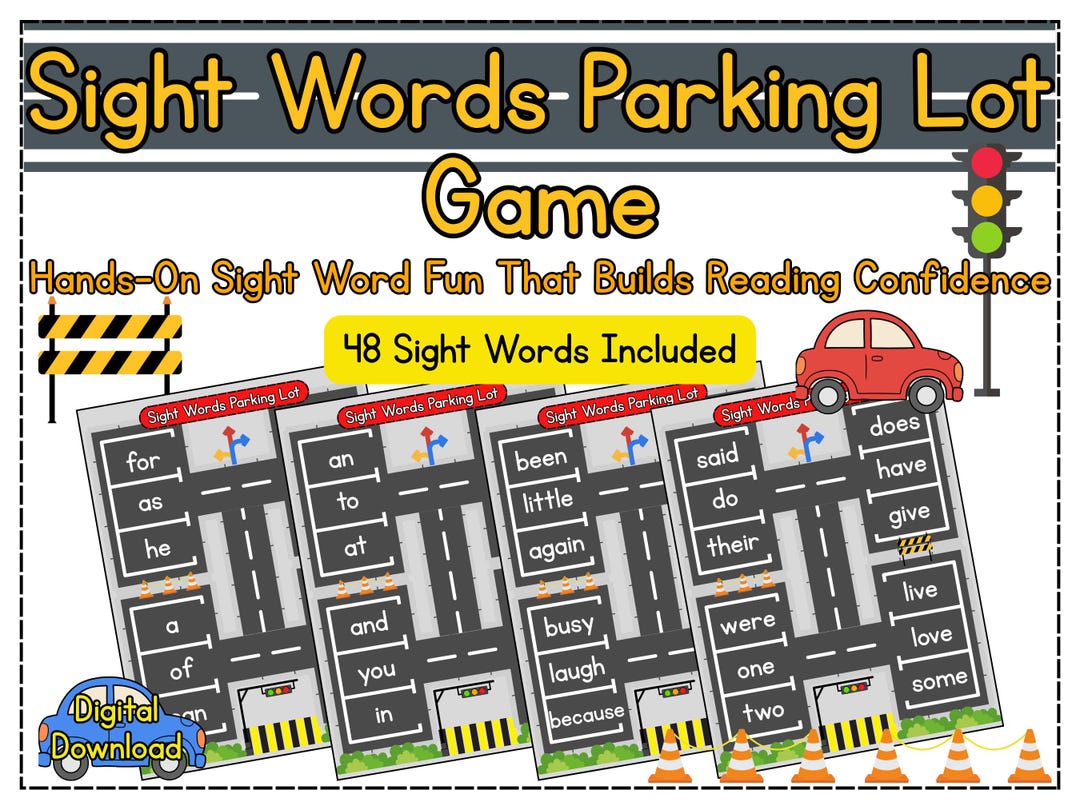 Sight Words Parking Lot Game | Early Reading Activity | Pre-k ...