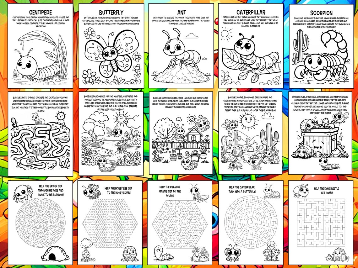 Buzzy Bugs! | 30 High Quality Coloring Pages | Digital Download | Learn About and Color Your ...