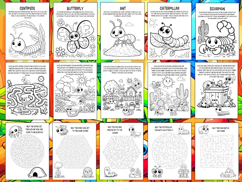 Buzzy Bugs! | 30 High Quality Coloring Pages | Digital Download | Learn ...