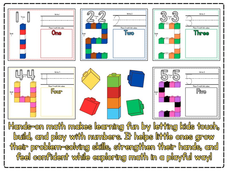 Math Link Cube Number Building Mats: Counting & Writing Practice ...