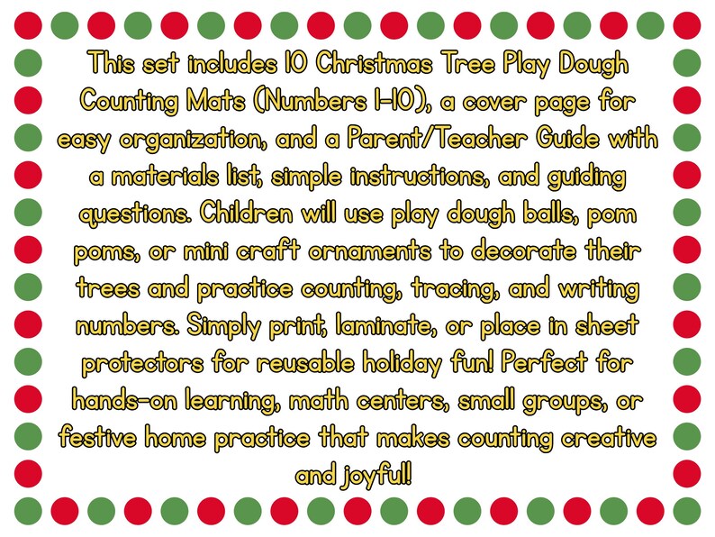 Christmas Tree Play Dough Counting Mats Numbers 1–10 | Hands-on Math ...