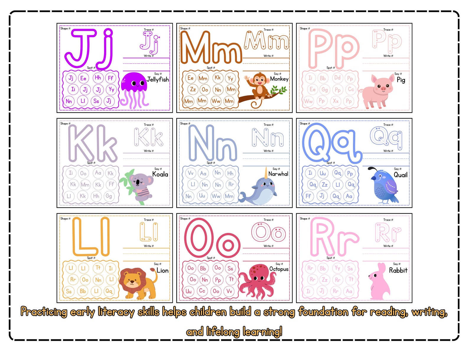 Animal Alphabet Play Dough Mats: Letter Tracing, Fine Motor Skills ...